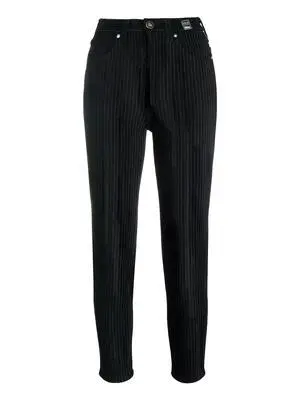 Versace 2000s Pinstripe Skinny-cut Trousers - Black