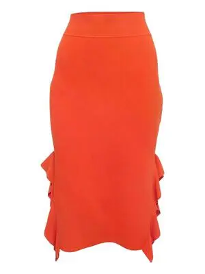Opening Ceremony Pencil Midi Skirt With Ruffle Detail - Orange