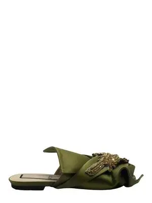 N°21 Embellished Knot-detail Flat Sandals - Green
