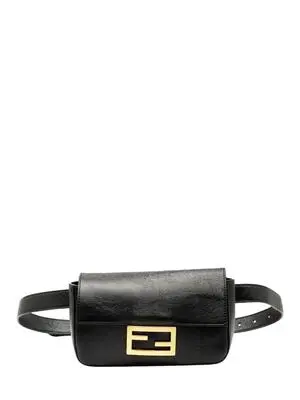 Fendi Leather Ff Logo Baguette Belt Bag - Black
