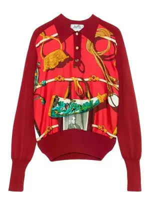 Hermès 1990s Silk Equestrian Sweater - Red