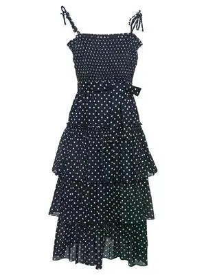 Tory Burch Tiered Polka-dot Midi Dress - Blue