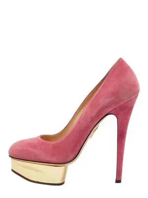 CHARLOTTE OLYMPIA 150mm Suede Platform Pumps - Pink