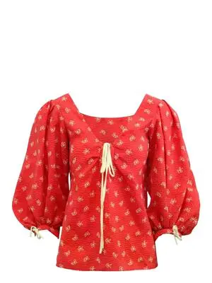 Rosie Assoulin Floral-embroidered Blouse - Red