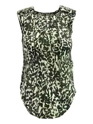 ISABEL MARANT VINTAGE Animal-print Pintucked Top - Black