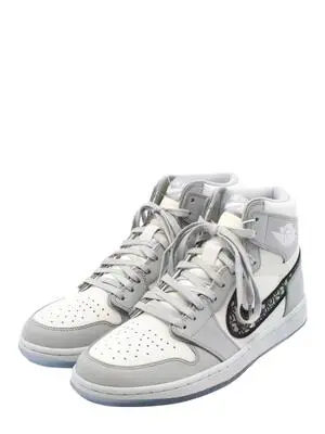 Dior X Air Jordan 1 Lace-up Leather Sneakers - White