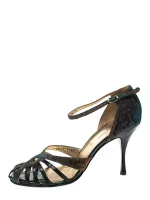 Dolce & Gabbana 100mm Lamé Leather Sandals - Black