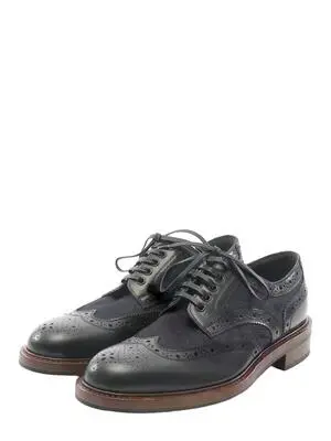 LOUIS VUITTON Leather Wingtip Derby Shoes - Black