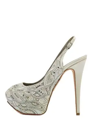 GINA 150mm Embellished Peep-toe Pumps - Grey