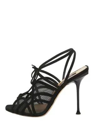 SERGIO ROSSI Mesh-lace Stiletto Sandals - Black