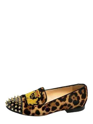 CHRISTIAN LOUBOUTIN Leopard-print Loafers - Brown