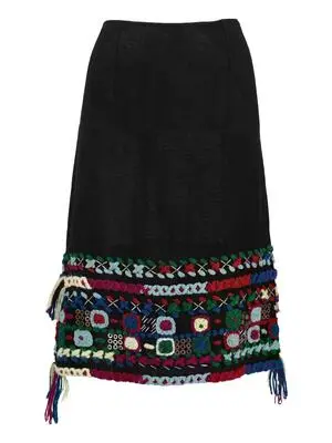 Fendi Wool Midi Skirt - Black