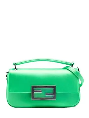 Fendi Silk Baguette Phone Pouch Satchel - Green
