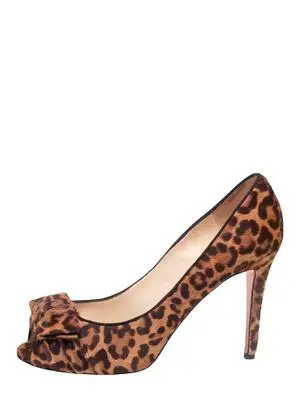 CHRISTIAN LOUBOUTIN 105mm Leopard-print Peep-toe Pumps - Brown