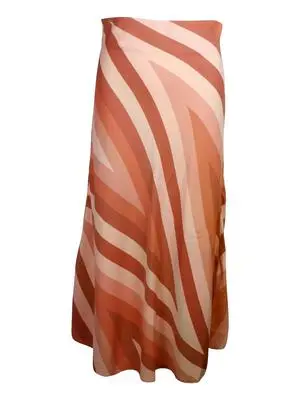 Sportmax Striped Silk Skirt - Red