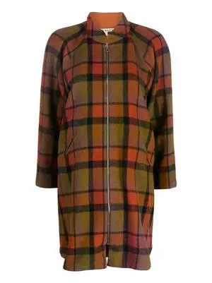 A.N.G.E.L.O. VINTAGE CULT 1980s Checkered Thigh-length Coat - Orange