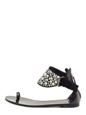 GIUSEPPE ZANOTTI Crystal-embellished Flat Sandals - Black
