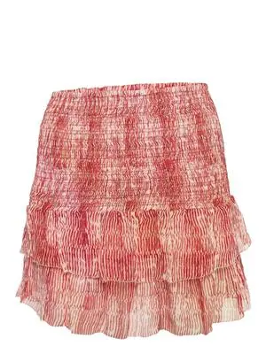 ISABEL MARANT VINTAGE Vintage Isabel Marant Zelia Smocked Silk Mini Skirt - Red