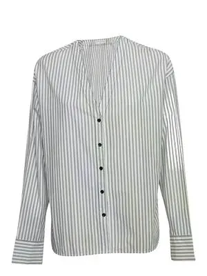 Sandro Striped V-neck Shirt - White