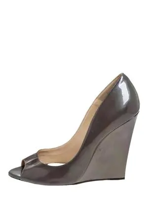 JIMMY CHOO 115mm Leather Wedge Sandals - Grey