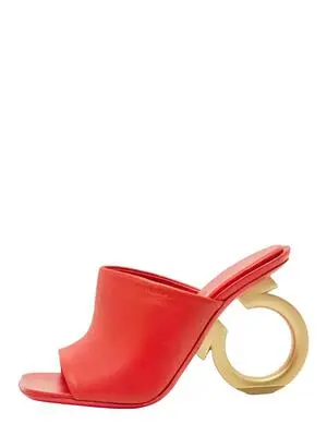 FERRAGAMO 100mm Leather Heeled Sandals - Red