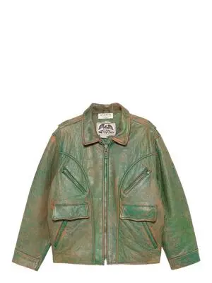 A.N.G.E.L.O. VINTAGE CULT 1990s Faded-effect Leather Jacket - Green