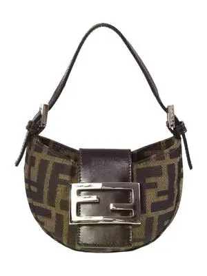 Fendi Zucca Monogram Ff Plaque Handbag - Brown