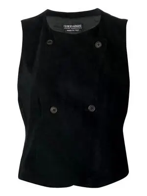 Giorgio Armani 1990s Corduroy Double-breasted Vest - Black