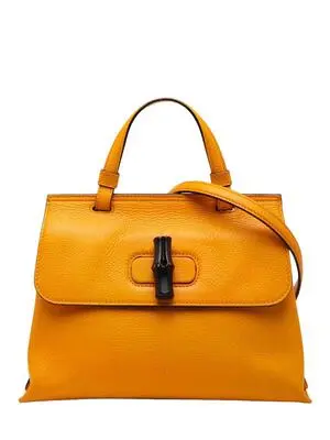 Gucci Small Leather Bamboo Daily Satchel - Orange