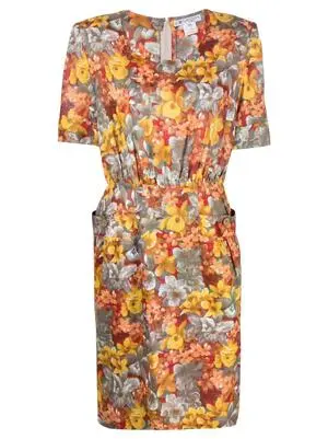 LANVIN 1980s Floral-print Midi Dress - Red