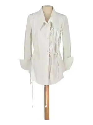Gianfranco Ferre Oversized Collar Lace-up Shirt - White