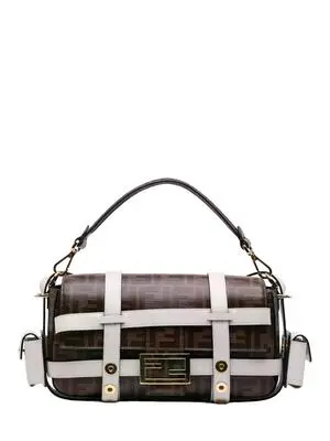 Fendi 2010-2025 Zucca Glazed Fabric Cage Baguette Satchel - Brown