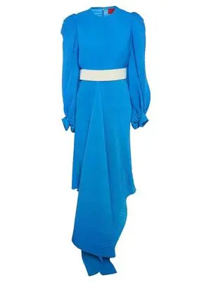 Solace London Pleated Asymmetric Dress - Blue