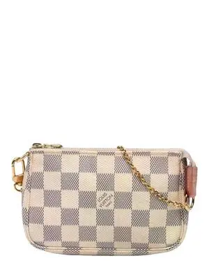 LOUIS VUITTON 2019 Damier Azur Mini Pochette Accessories Handbag - White