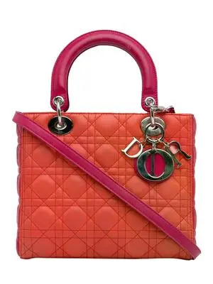 Dior 2013 Medium Lambskin Cannage Lady Satchel Orange