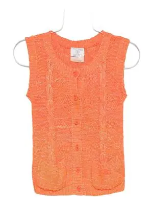 COURREGES 1970s Cable-knit Sleeveless Top - Orange