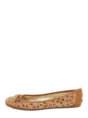 JIMMY CHOO Crystal-embellished Ballet Flats - Brown