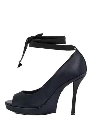 Saint Laurent 110mm Satin Peep-toe Pumps - Blue