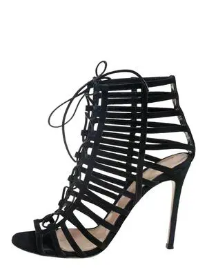 GIANVITO ROSSI 110mm Caged Lace-up Sandals - Black