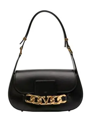 Valentino Garavani Medium Leather Vlogo Chain Shoulder Bag - Black