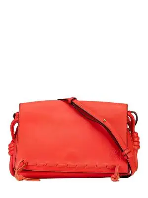 Loewe 2017 Leather Flamenco Knot Whipstitch Crossbody Bag - Red