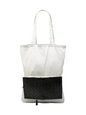 Bottega Veneta Intrecciato Trimmed Nylon Eco Tote Bag - White