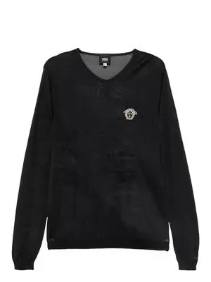 Versace 2000s Medusa-emblem V-neck Sweater - Black