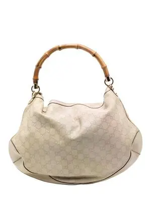 Gucci Bamboo-handle Gg Handbag - Neutrals