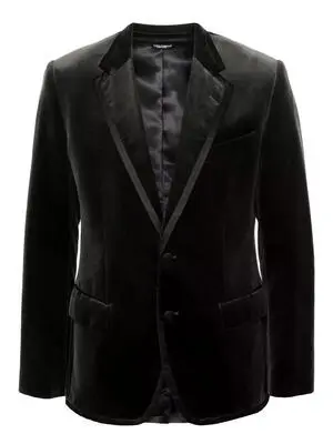 Dolce & Gabbana 2000s Notched Lapels Velvet-effect Blazer - Grey