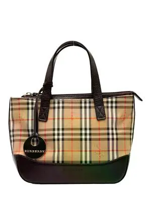 Burberry Haymarket Check Canvas Handbag - Brown
