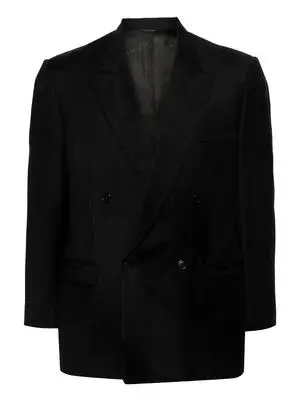 Pierre Cardin 1990s Peak Lapels Double-breasted Blazer - Black