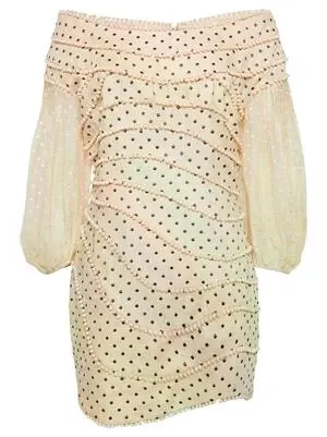 Zimmermann Beaded-embellishments Polka Dot-pattern Mini Dress - Neutrals