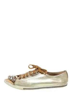Miu Miu Crystal-embellished Sneakers - Gold