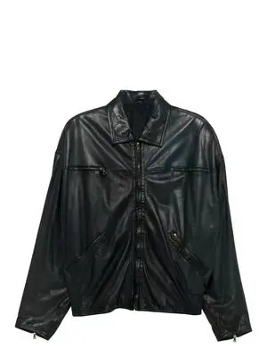 Versace 1980s Leather Jacket - Blue